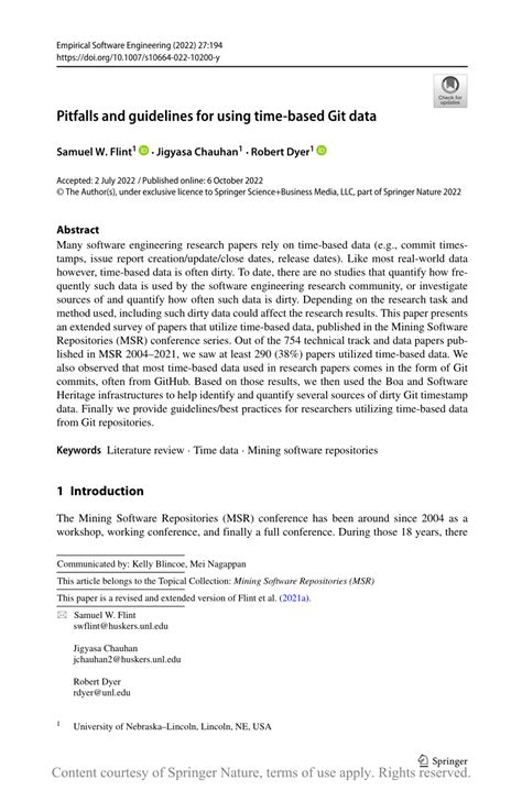 Pitfalls And Guidelines For Using Time Based Git Data Request Pdf