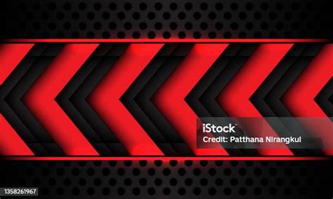 추상적 인 빨간 빛 회색 금속 화살표 방향 기하학적 그림자 원 메쉬 빈 공간 디자인 현대 기술 미래 배경 벡터 0명에 대한 스톡 벡터 아트 및 기타 이미지 Istock