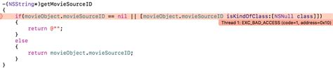 Ios Thread 1 EXC BAD ACCESS Code 1 Address 0x10 In Objc Stack