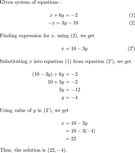 Solve The System By Substitution Check Your Solution X 6 Quizlet