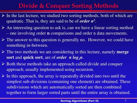 Ppt Sorting Algorithms Part Ii Powerpoint Presentation Free