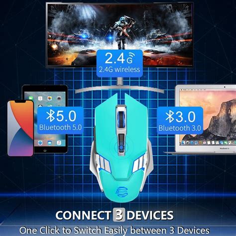 Bluetooth Mouse Wireless Mouse Silent Multi Device Mouse 2400 DPI RGB Backlit 800mAh