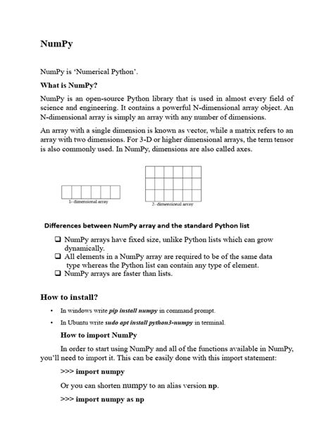 Numpy Pdf Matrix Mathematics Computer Programming