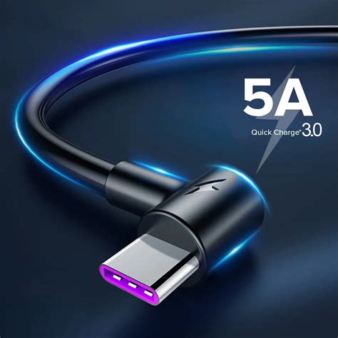 90 градусов type-C кабель Usb C 5A Быстрая зарядка QC 3,0 QC3.0 кабель ...
