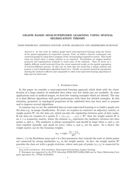 Pdf Graph Based Semi Supervised Learning Using Spatial Segregation Theory