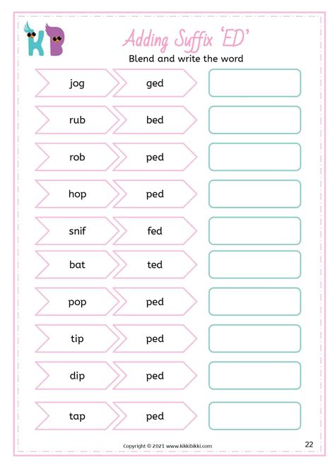 Adding Suffix Ed Free Phonics Printable Worksheets