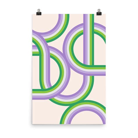 Midcentury Retro Genderqueer Pride Poster Lgbtq Wall Art Retro Stripes Graphic Art Prints