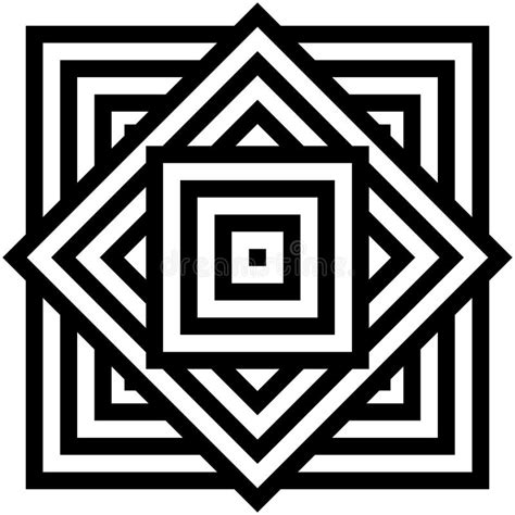 Monochrome Vector Graphic Of Squares Gradually Increasing In Size Intersected At Forty Five