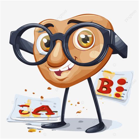 시력 단어 벡터 큰 B가 있는 종이를 들고 안경을 쓴 스티커 클립 아트 만화 캐릭터 상표 클립 아트 Png 일러스트 및 벡터 에 대한 무료 다운로드 Pngtree