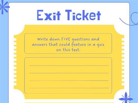 Entry And Exit Tickets Teaching Resources