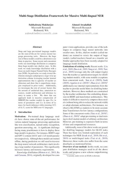 Pdf Multi Stage Distillation Framework For Massive Multi