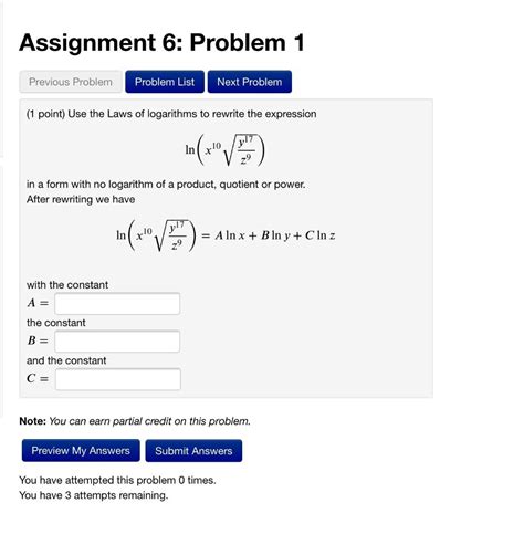 Solved Point Use The Laws Of Logarithms To Rewrite The Chegg Com