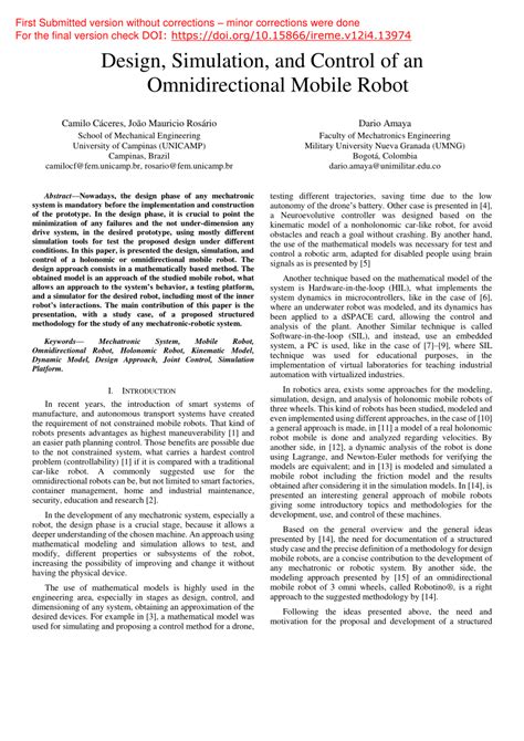 Pdf Design Simulation And Control Of An Omnidirectional Mobile Robot