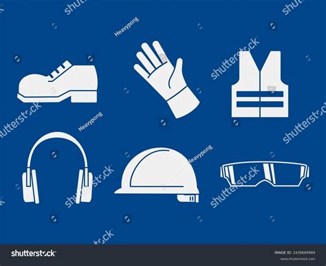 Set Industrial Ppe Icon On Blue Stock Illustration 2439669989