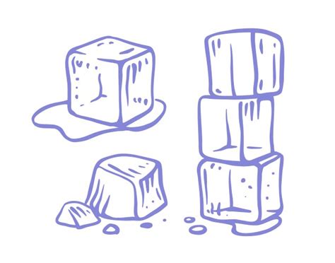 Ice Cubes Isolated Drawing Hand Drawn Royalty Free Vector