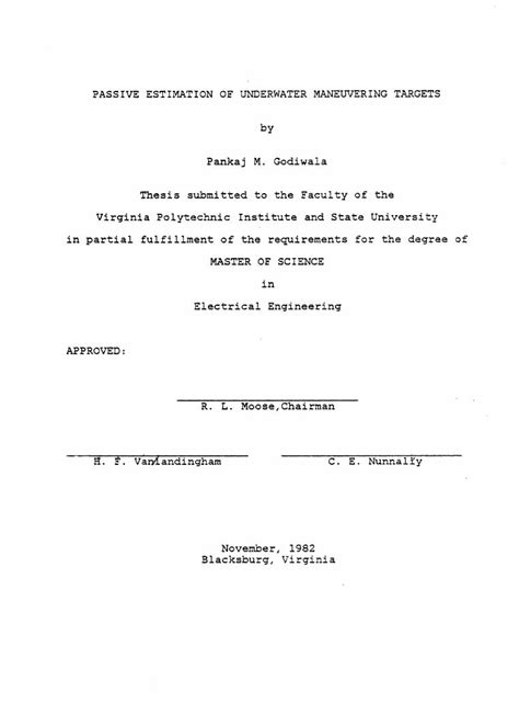 Pdf Vtechworks Home€¦ · Passive Estimation Oe Underwater Maneuvering Targets By Pankaj M