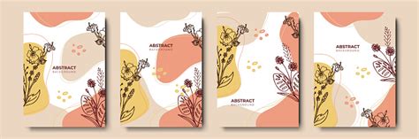 텍스트 꽃과 잎을위한 복사 공간이있는 간단한 현대 스타일의 벡터 디자인 템플릿 결혼식 초대 배경과 프레임 소셜 미디어 이야기 배경 화면 개념에 대한 스톡 벡터 아트 및 기타