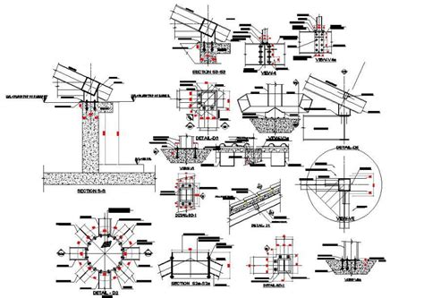 Roofing Structure Detail 2d View CAD Structural Block Layout File In