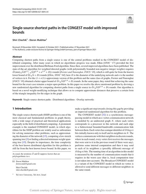 single source shortest paths in the congest model with improved bounds