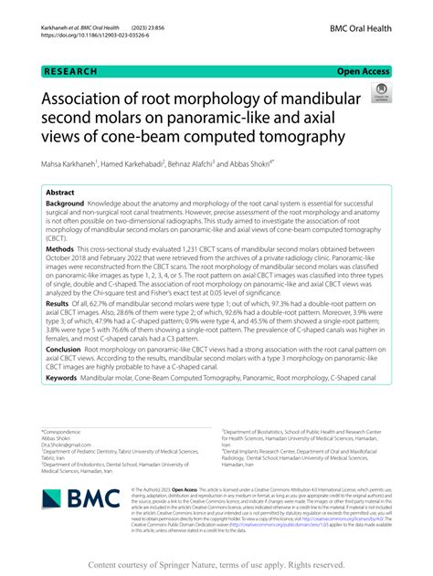 Pdf Association Of Root Morphology Of Mandibular Second Molars On Panoramic Like And Axial