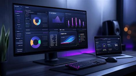 Premium Photo Modern Workspace With Data Analytics Dashboard Generative Ai