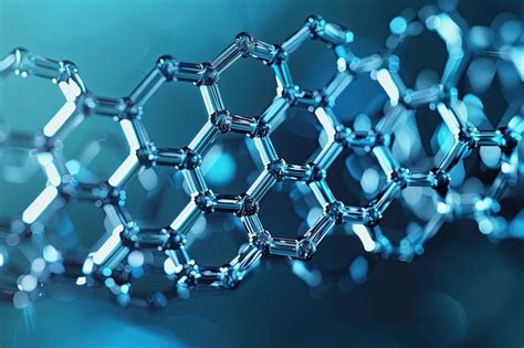 Molecule Structure With Hexagonal Shape D Rendering Premium AI Generated Image