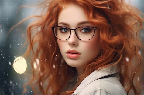 Premium Ai Image Generative Ai Beautiful Young Woman Wearing Glasses