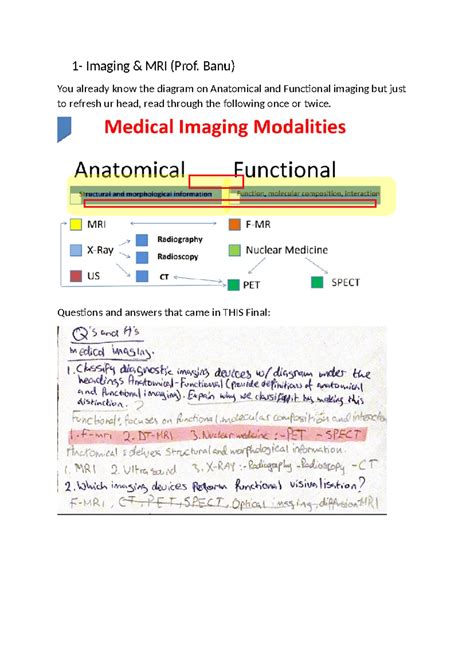 Imaging Notes From Online Lecture 1 Imaging And Mri Prof Banu You