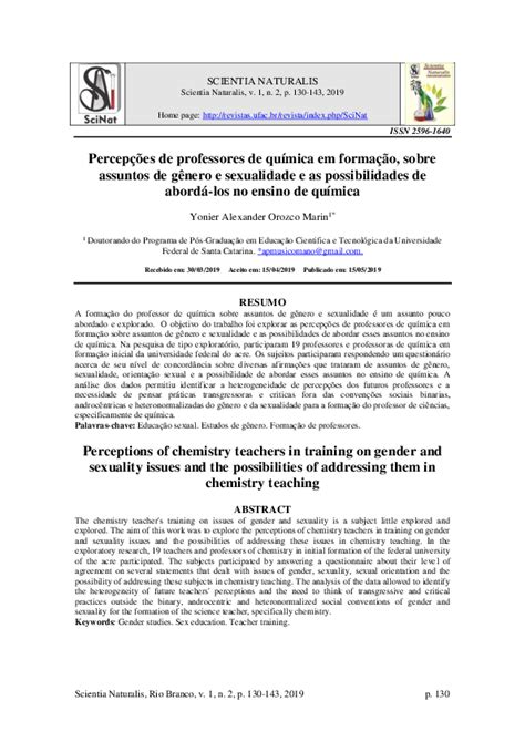 Pdf Percepções De Professores De Química Em Formação Sobre Assuntos