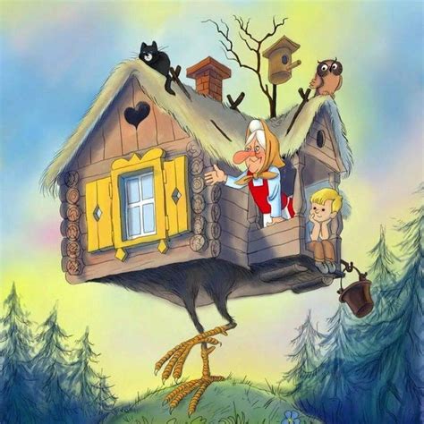 Рисунки избушки на курьих ножках для детей