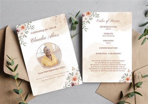 Elegant Floral Memorial Program Template Editable Digital Download