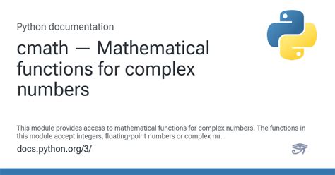 cmath — mathematical functions for complex numbers — python 3 15 0a0