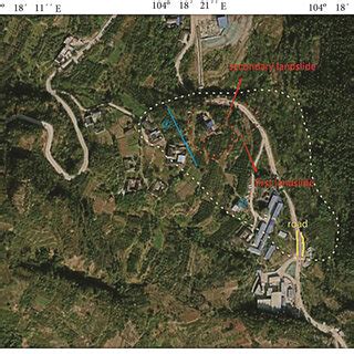 Satellite Image Before The Landslide The Red Dotted Line Indicates The Download Scientific