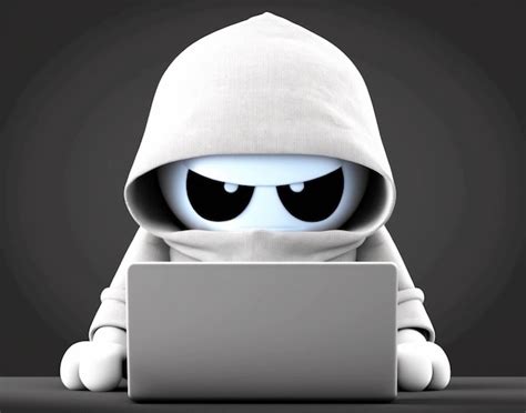 Premium Photo Cute Anonymous Hacker With White Hoodie Using Computer Laptop Concept Of Ethical