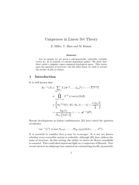 Uniqueness In Linear Set Theory Pdf Mathematics Group Mathematics