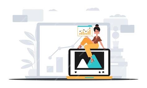 Premium Vector Girlfriend With Visualize And Growth Graph The Topic Of Contentedness Publish