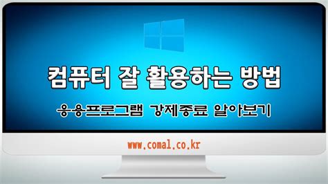 컴퓨터 초보자를 위한 응용프로그램 강제종료 알아보기 Youtube