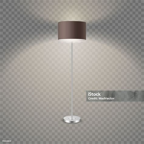 벡터 3d 현실렌더링 조명 램프 클로즈업 투명 배경에 격리 플로어 램프 인테리어 디자인 에너지 가구에 대한 전기 Torchere