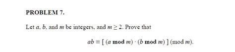 SOLVED PROBLEM Let A B And M Be Integers And M Prove That Ab A Mod M B Mod M