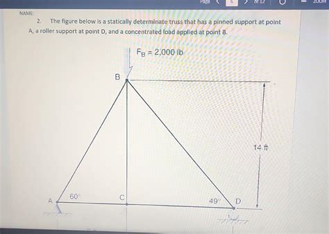 Solved 2 The Figure Below Is A Statically Determinate Truss