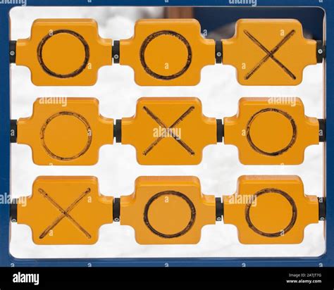 Wooden Game Tic Tac Toe On Outdoor Playground Cross Zero Game Noughts
