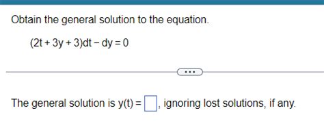 Solved Obtain The General Solution To The Equation Chegg Com