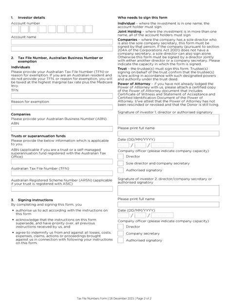 Fillable Online Tax File Number Australian Business Number Or Exemption Form Fax Email Print