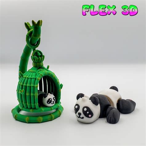 🐼 Flex 3d Panda Chunky With Bamboo Swing・ 3d File For 3d Printing・cults