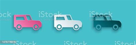 파란색 배경에 격리 된 종이 컷 자동차 아이콘 종이 아트 스타일 벡터 0명에 대한 스톡 벡터 아트 및 기타 이미지 0명 3차원 형태 개념 Istock