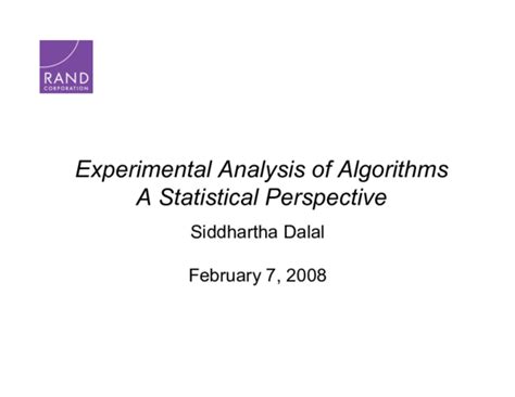 Pdf Experimental Analysis Of Algorithms A Statistical Perspective