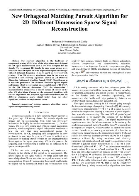 Pdf New Orhagonal Matching Pursuit Algorithm For 2d Different
