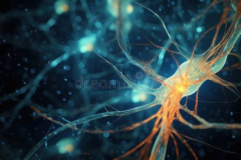 Neurons And Neural Connections In A Vibrant Network Visualization Stock Illustration