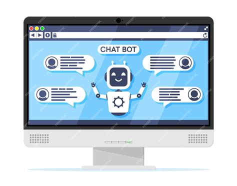 Premium Vector Computer With Chat Bot Speak In Bubble On Screen Robot