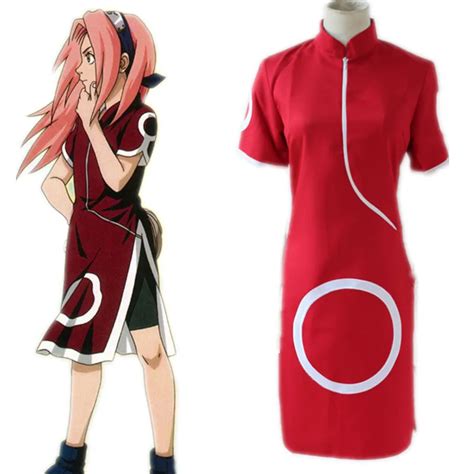 Anime Naruto Haruno Sakura Cheongsam Uniform Cosplay Costume Sakura 1st Generation Dress On
